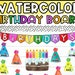 Watercolor Classroom Birthday Display: Bulletin Board Decor (digital ...