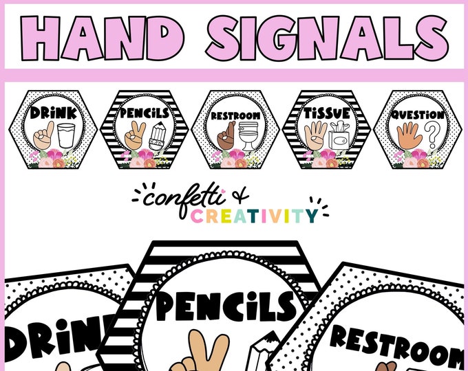 Classroom Hand Signals Posters | Printable Classroom Decor | Jungle ...
