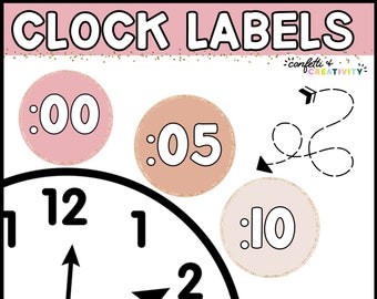 Clock Number Labels SPOTTY BOHO Classroom Decor - Etsy
