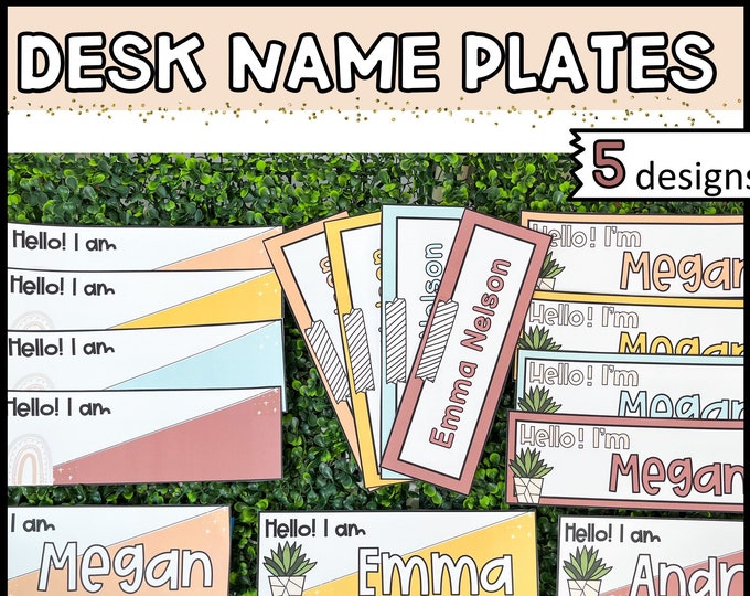 Editable Bright Fun Student Desk Plates, Classroom Labels Student Name ...