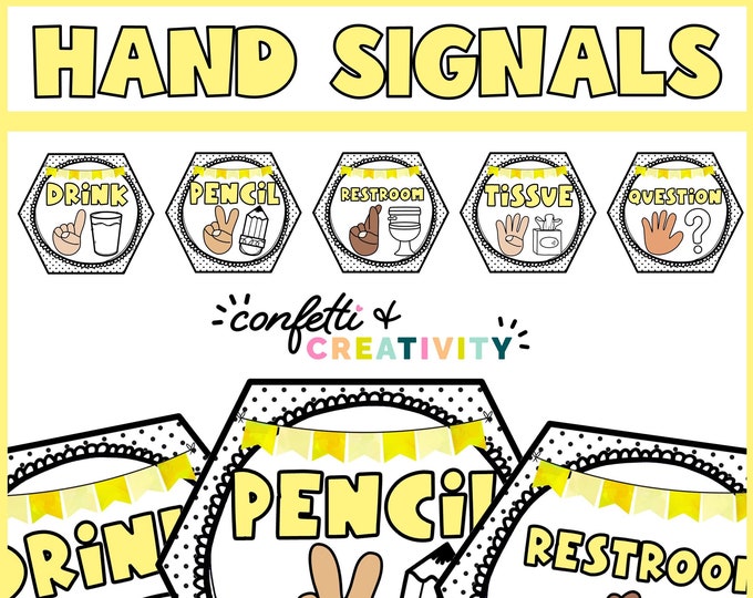 Editable Hand Signals for Classroom Management, Lemon Farmhouse ...