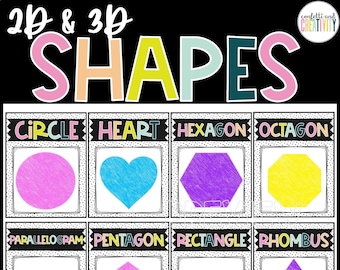 2D and 3D Shapes Posters for the Classroom | Black and White Rainbow ...
