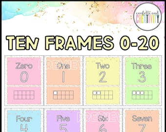 Classroom Number Posters With Ten Frames 0-20 Bright Classroom Decor ...