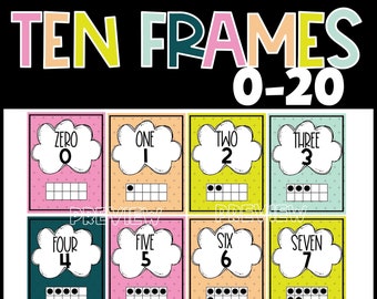Classroom Number Posters 0-20: Spotty Bright Ten Frames (digital ...