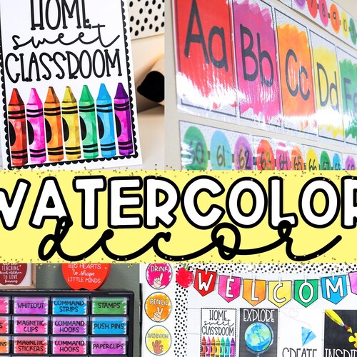 Rainbow Watercolor Theme: Classroom Decor Bundle Editable - Etsy