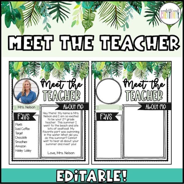 Meet the Teacher Template - Etsy
