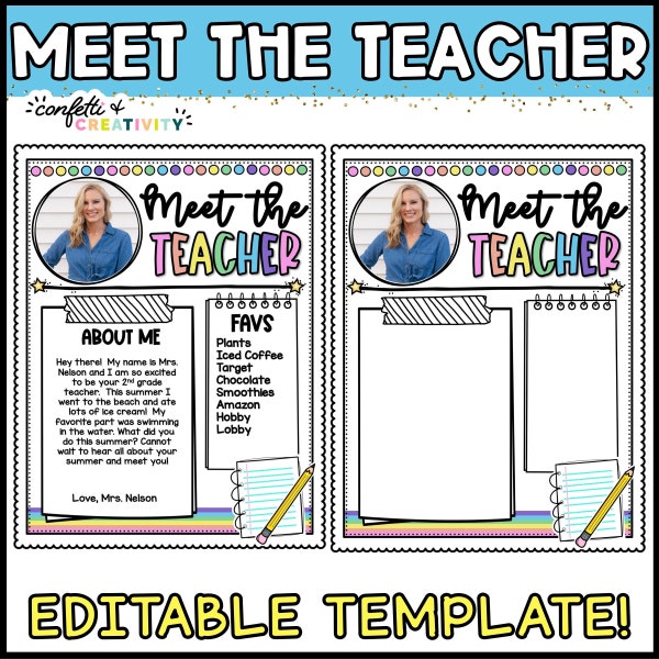 Meet the Teacher Template - Etsy