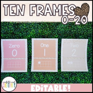 Classroom Number Posters With Ten Frames 0-20 | Boho Neutral Classroom ...