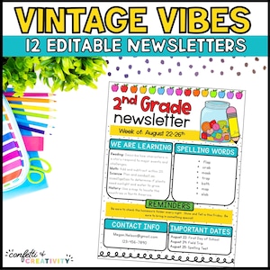 EDITABLE Bright Classroom Newsletter | Teacher Newsletter Template ...