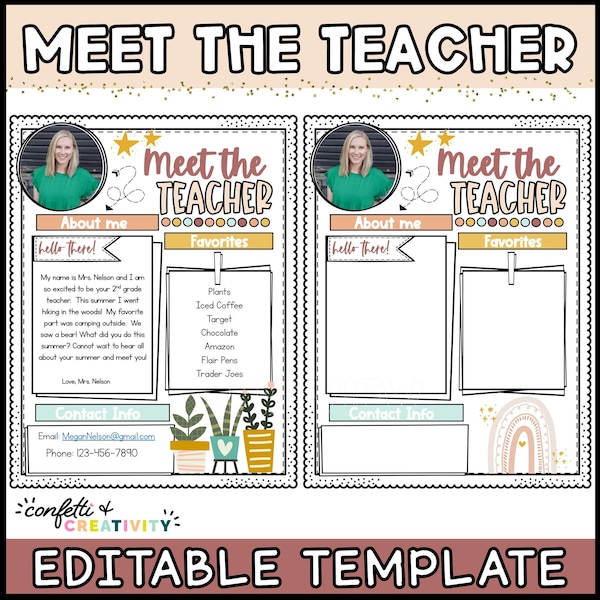 Meet the Teacher Template - Etsy