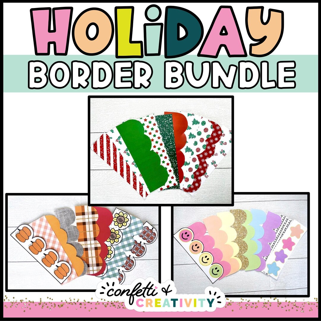 Holiday Bulletin Board Borders Bundle | Bulletin Board Trim | Bulletin ...