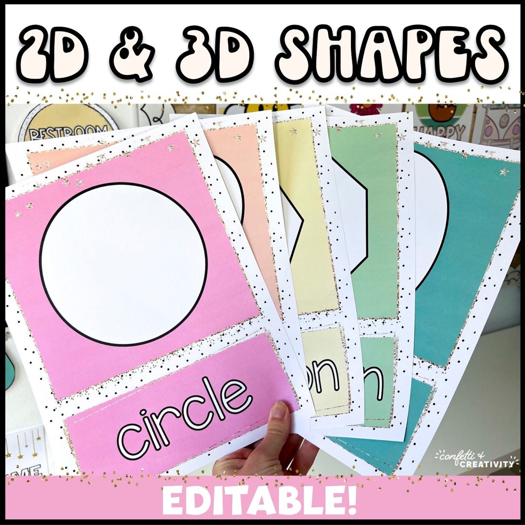 Retro 2D & 3D Shapes Classroom Posters (digital Download) - Etsy