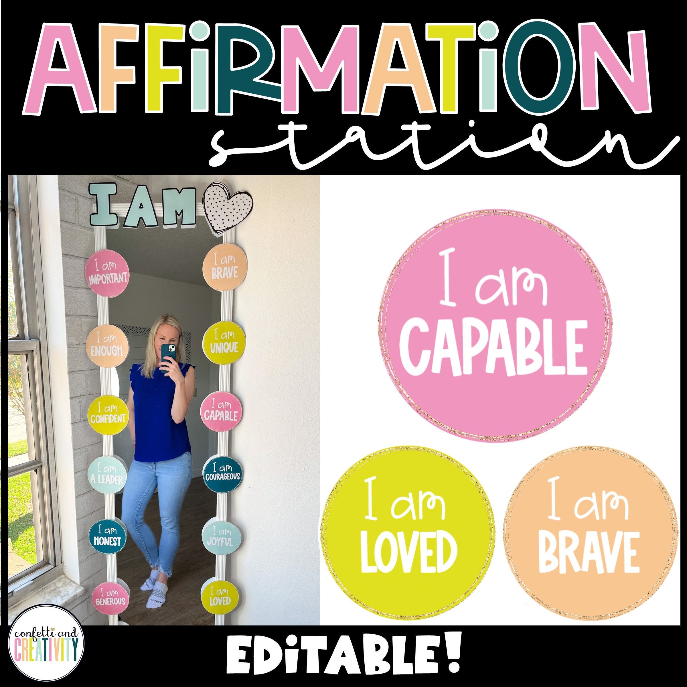 Classroom Affirmation Station: Colorful Elementary Decor (digital ...