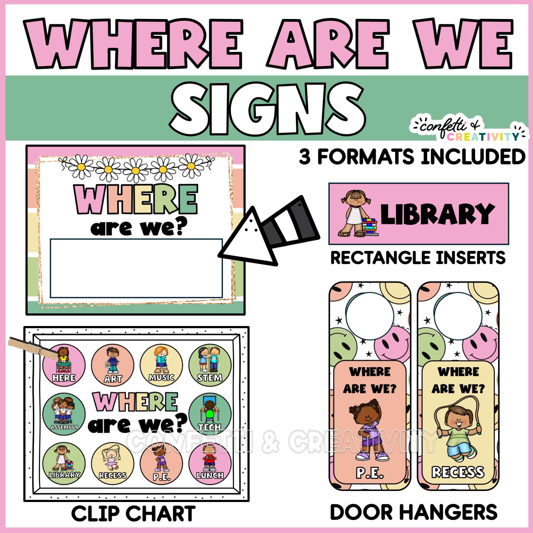 Retro Where Are We Classroom Door Signs: Editable, Groovy Teacher Decor ...