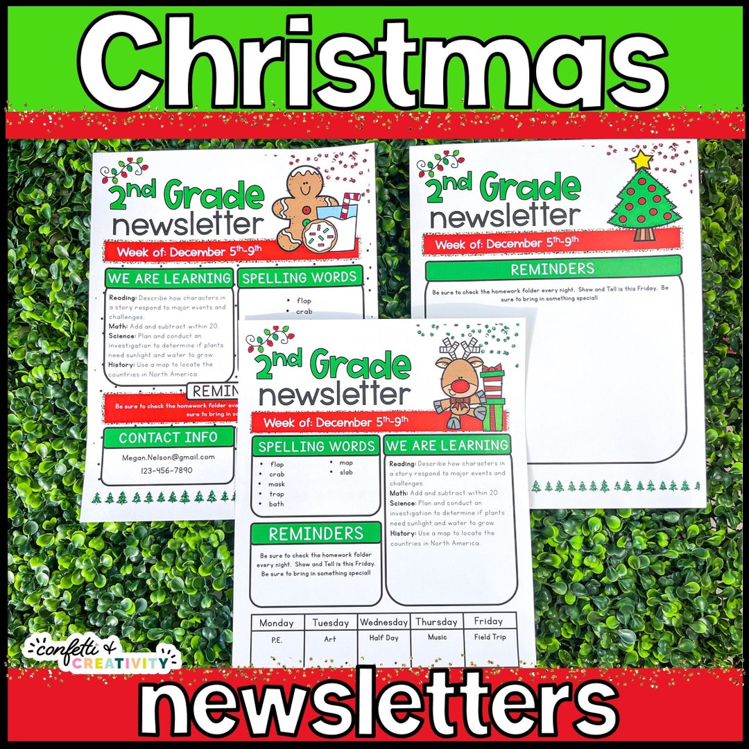 EDITABLE Christmas Classroom Newsletter Teacher (Download Now) - Etsy