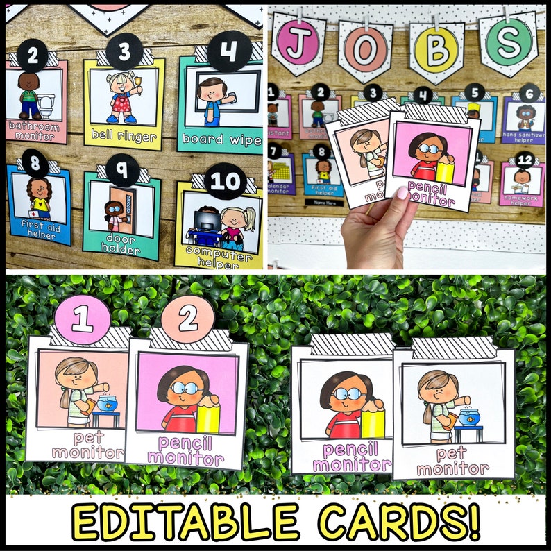 Bright Classroom Jobs Display: Editable Chart & Decor (digital Download ...