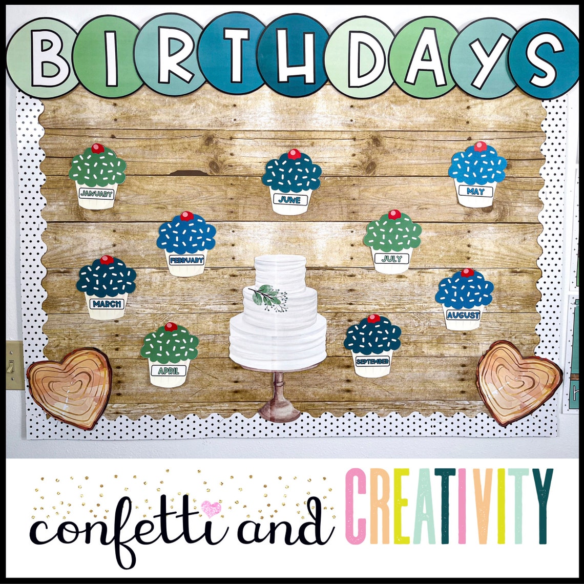 Green & Blue Classroom Birthday Board: Editable Nature Elementary ...