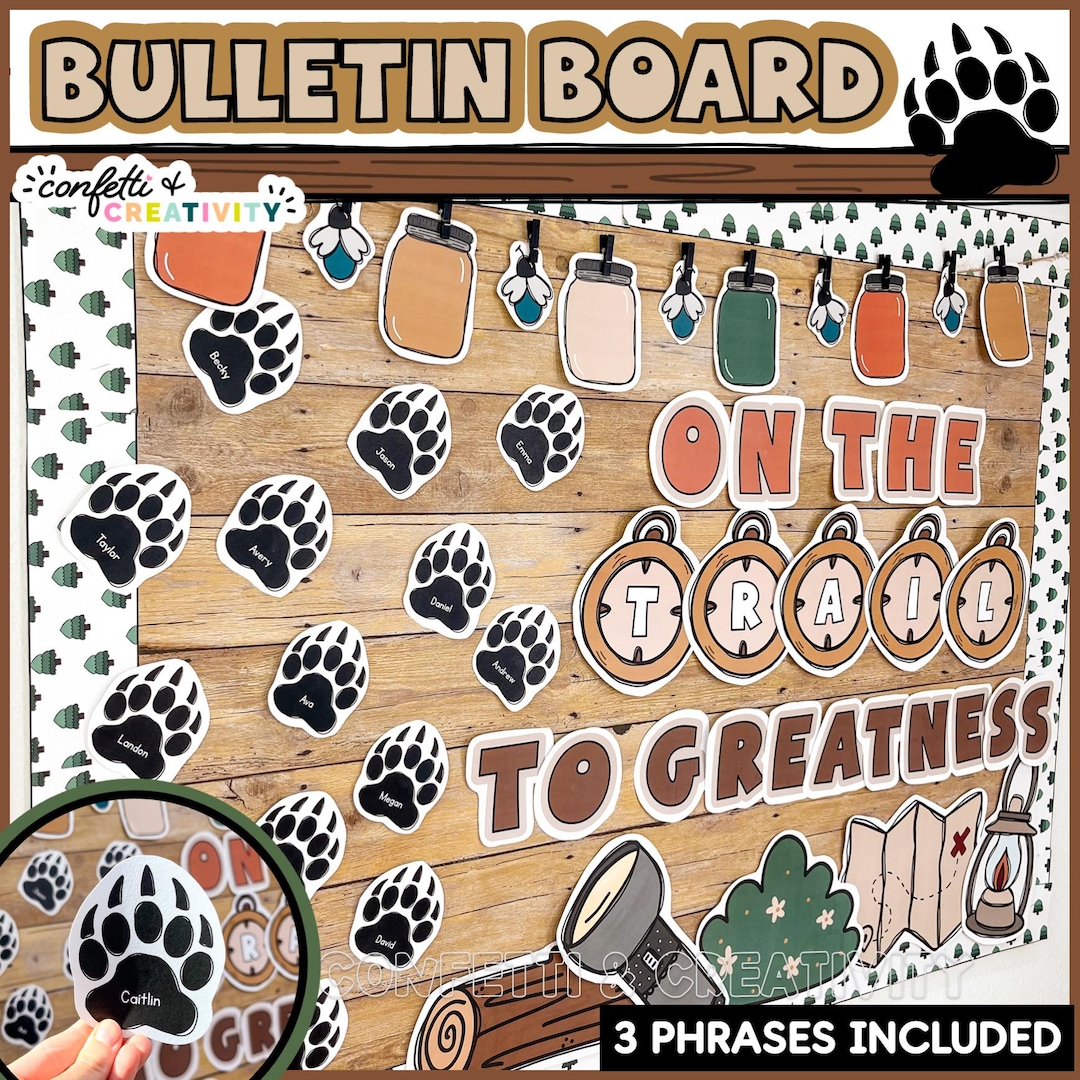 Camping Paw Prints Bulletin Board: Rustic Classroom Decor (digital ...