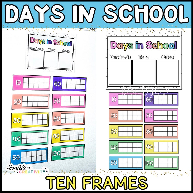 Bright Days in School Tally Ten Frames Poster: Classroom Decor (digital ...