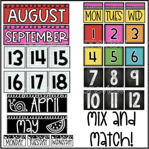 Bright Classroom Calendar Pack | Pocket Chart Calendar Cards | Flip ...