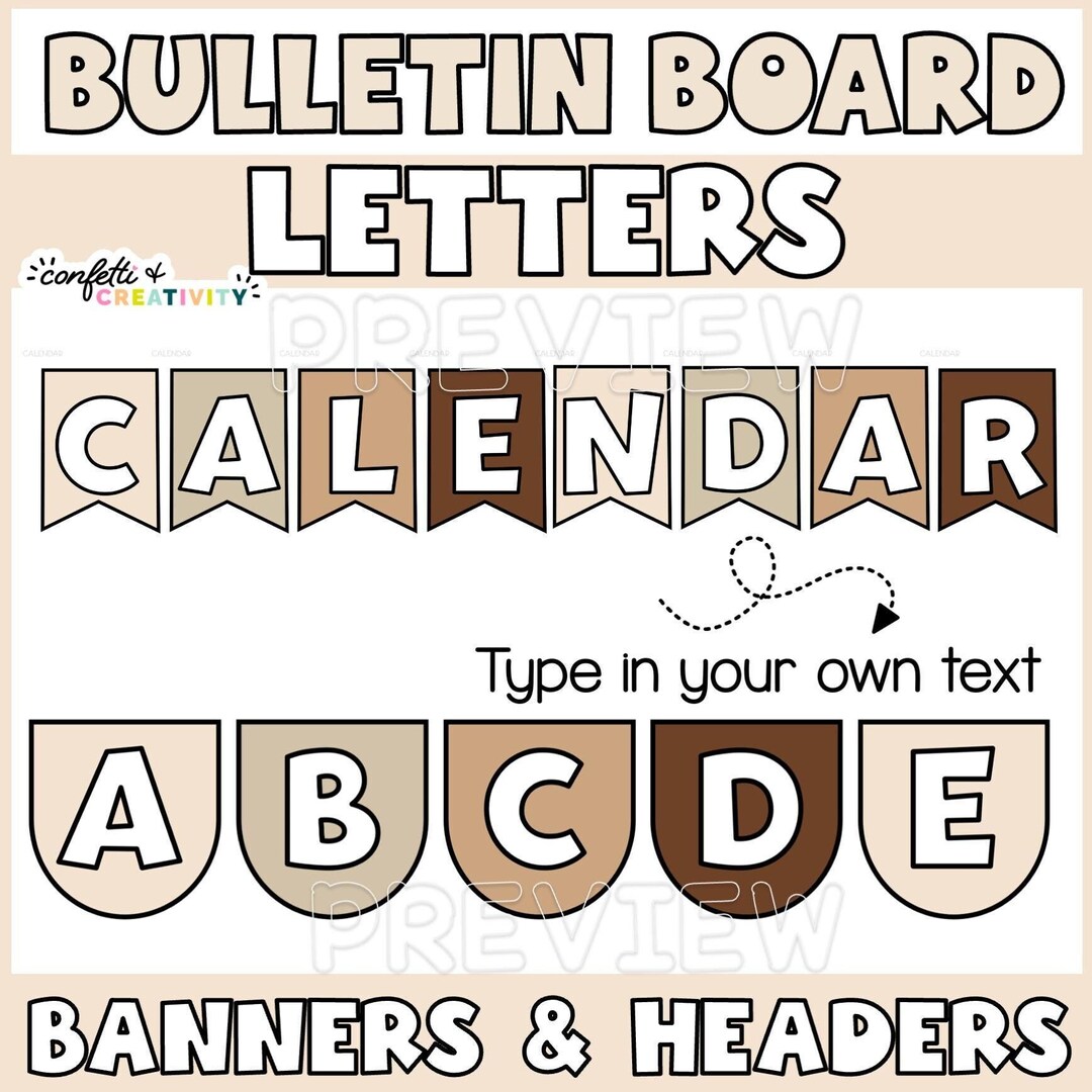 Neutral Bulletin Board Letters: Editable Classroom Decor (digital ...