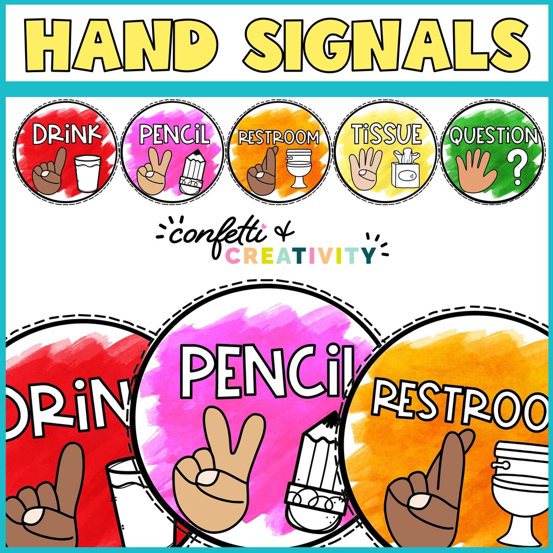 Classroom Hand Signal Posters: Multicultural Elementary Decor (digital ...