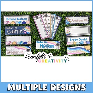 Space Desk Name Plates: Editable Student Name Tags (digital Download ...