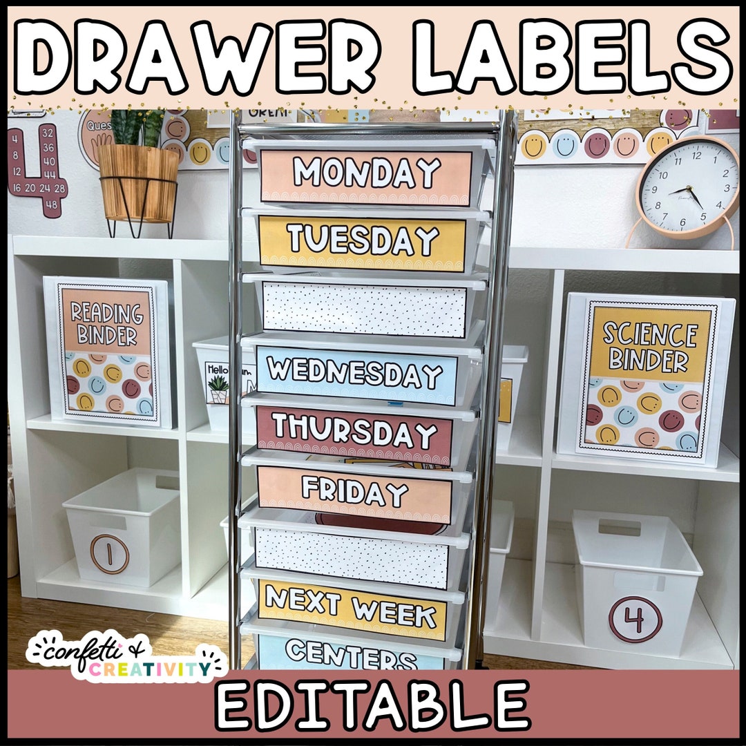 Editable 10 Drawer Cart Labels: Neutral Elementary Classroom Decor ...