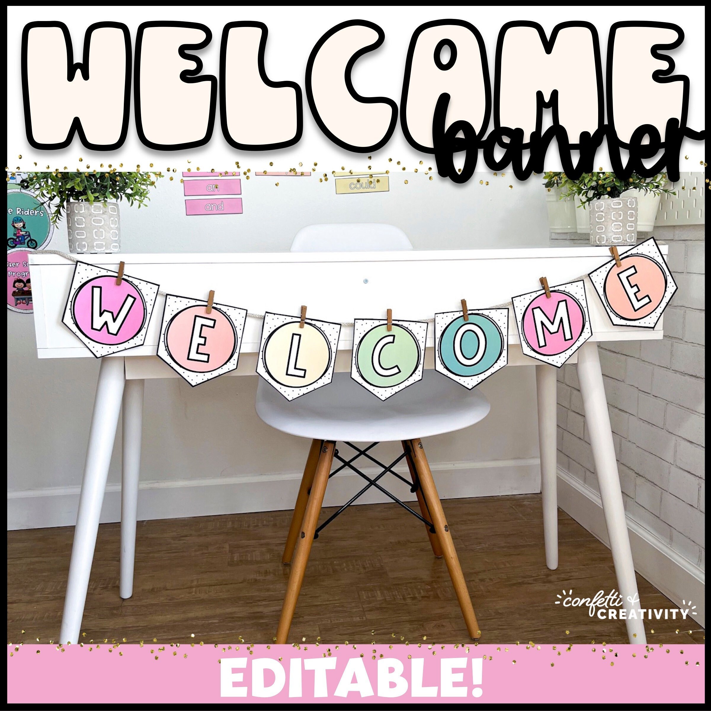 Retro Classroom Welcome Banner: Editable Teacher Decor (digital ...