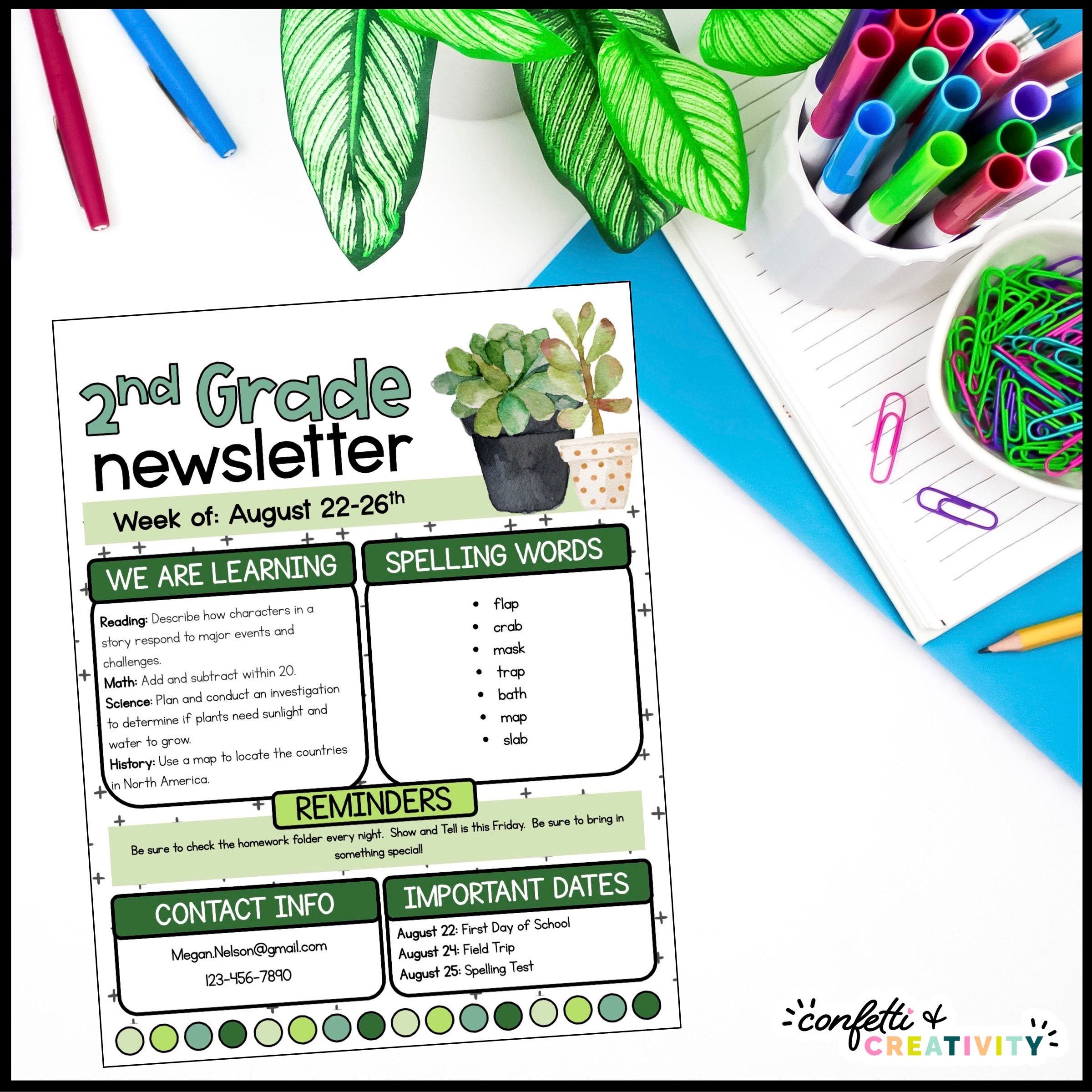 Plant Classroom Newsletter Template: Editable Teacher Newsletter ...