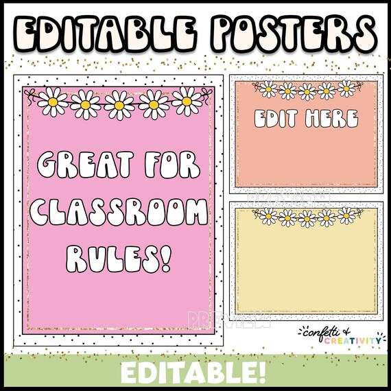 Editable Classroom Posters Retro Classroom Decor - Etsy