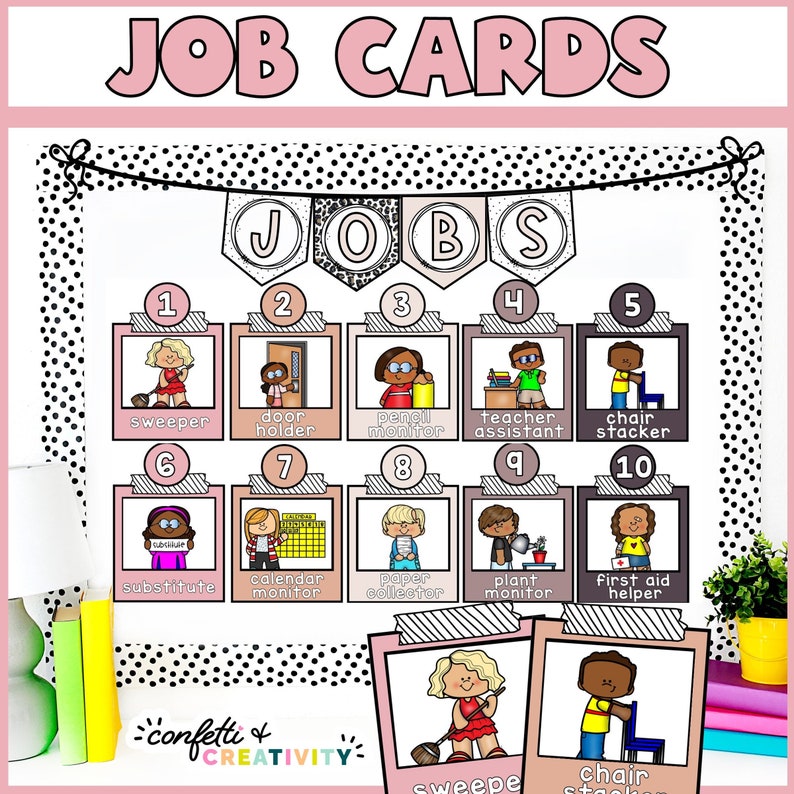 Boho Classroom Jobs Display: Editable Clip Art (digital Download) - Etsy