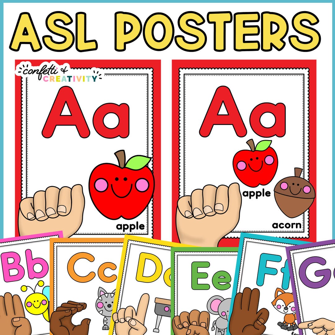Colorful ASL Alphabet Posters: Sign Language Classroom Decor (digital ...