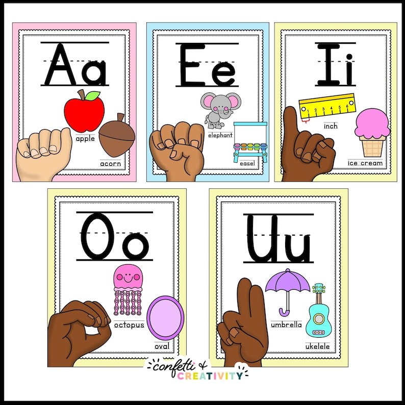 Pastel ASL Alphabet Posters: Sign Language Classroom Decor (digital ...