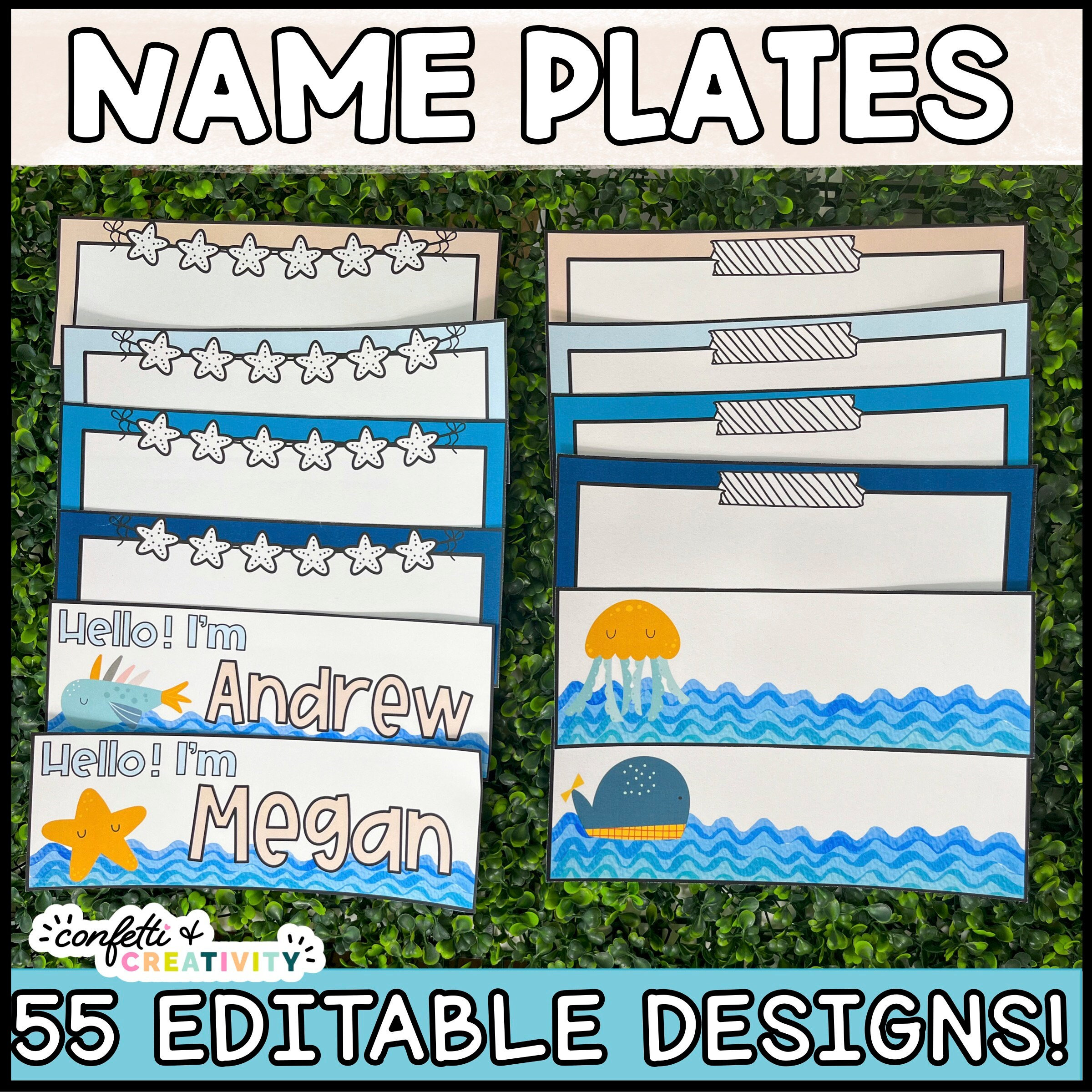 Ocean Classroom Desk Name Plates: Editable Student Name Tags (digital ...