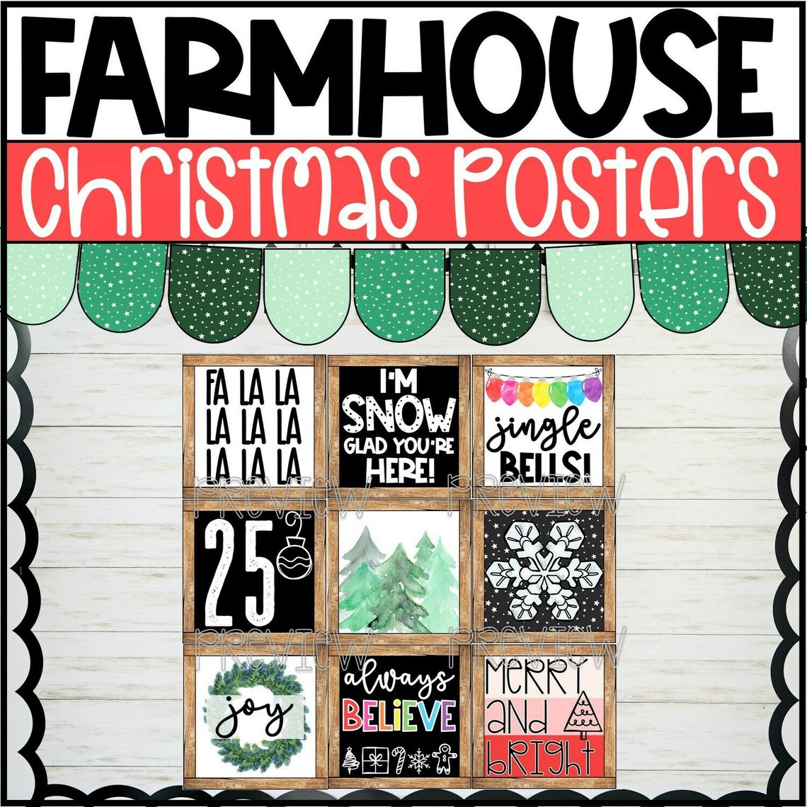 FARMHOUSE Classroom Holiday Posters Bundle Classroom Decor - Etsy