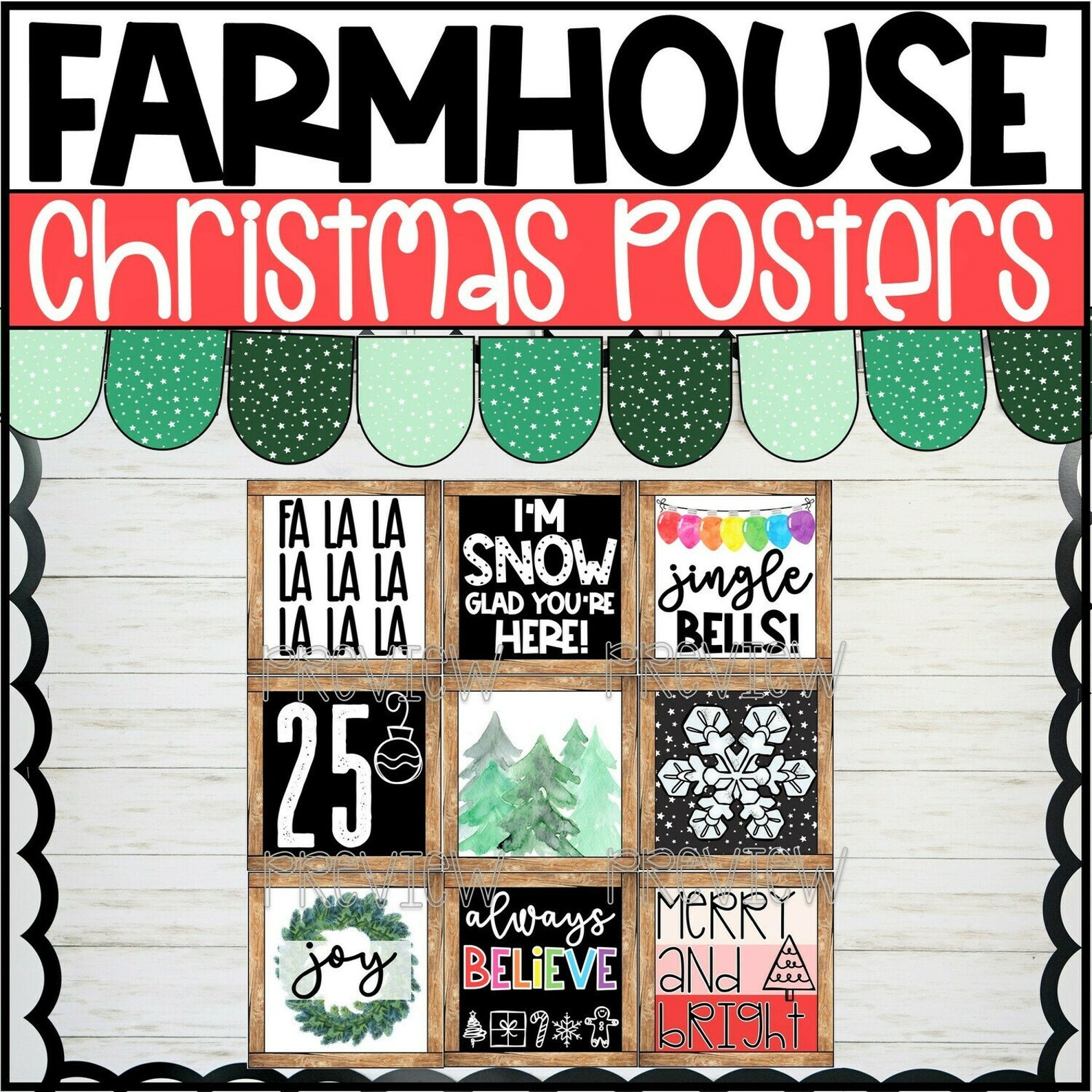 FARMHOUSE Classroom Holiday Posters Bundle Classroom Decor - Etsy