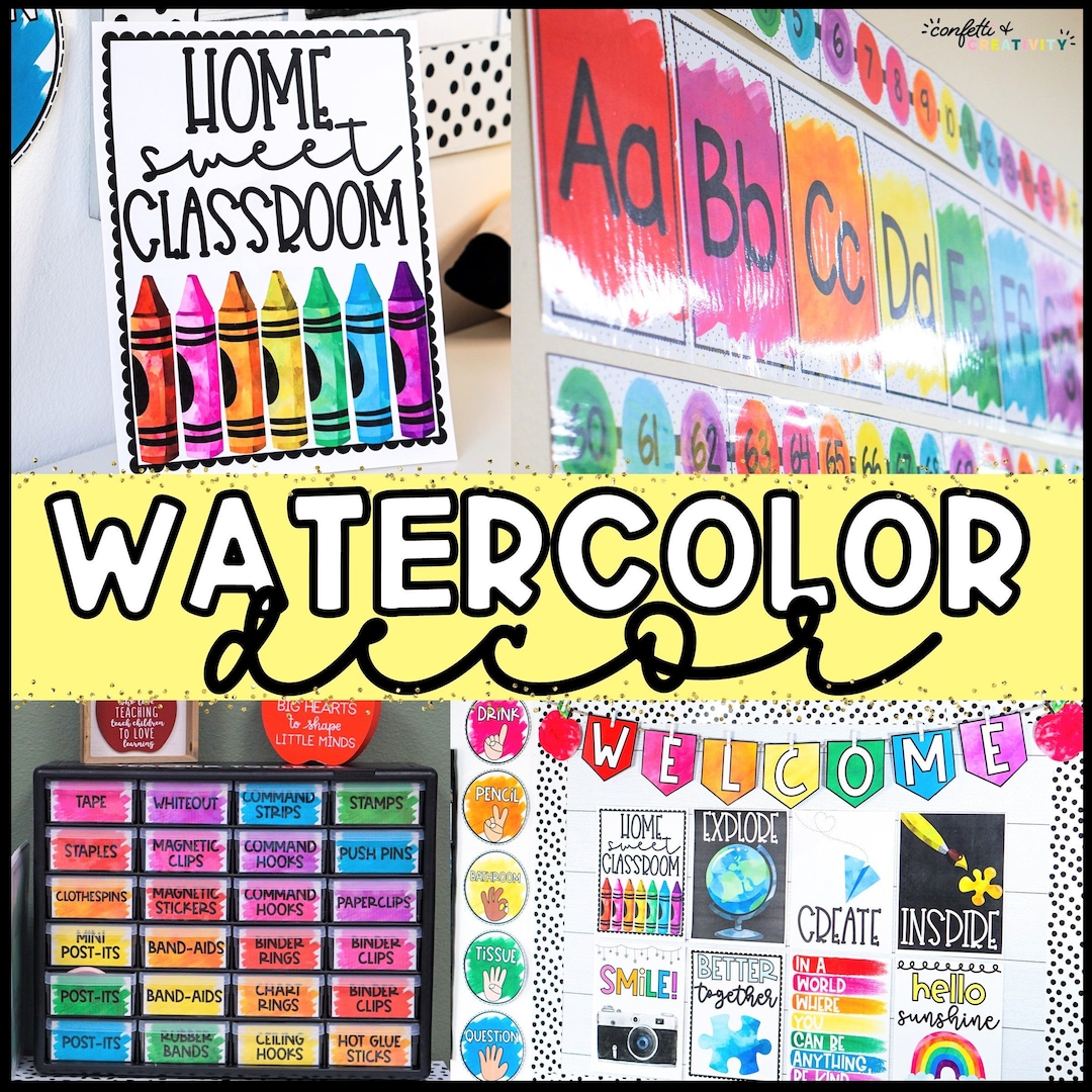 Watercolor Classroom Decor Bundle: Colorful Theme (digital Download) - Etsy