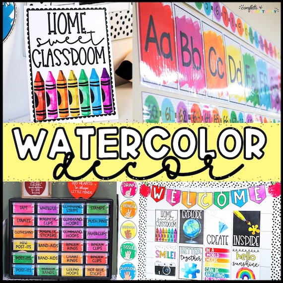 WATERCOLOR Classroom Decor Bundle Watercolor Classroom Theme - Etsy