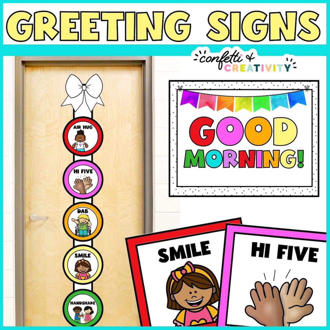 Watercolor Greeting Signs for Students | Morning Greeting Signs ...