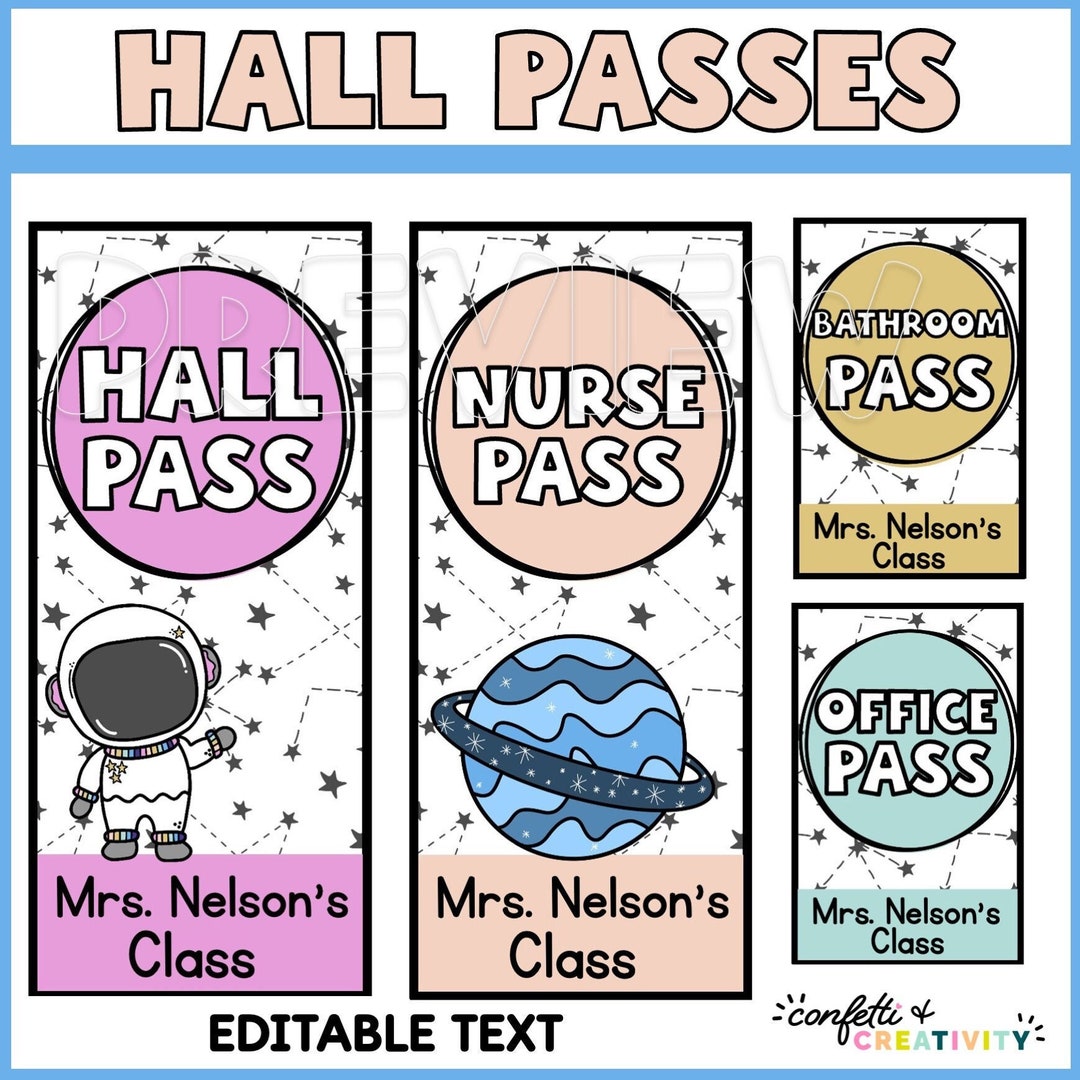 PRINTABLE Classroom Hall Passes | Personalized Classroom Hall Pass | Teacher Lanyard Classroom ...