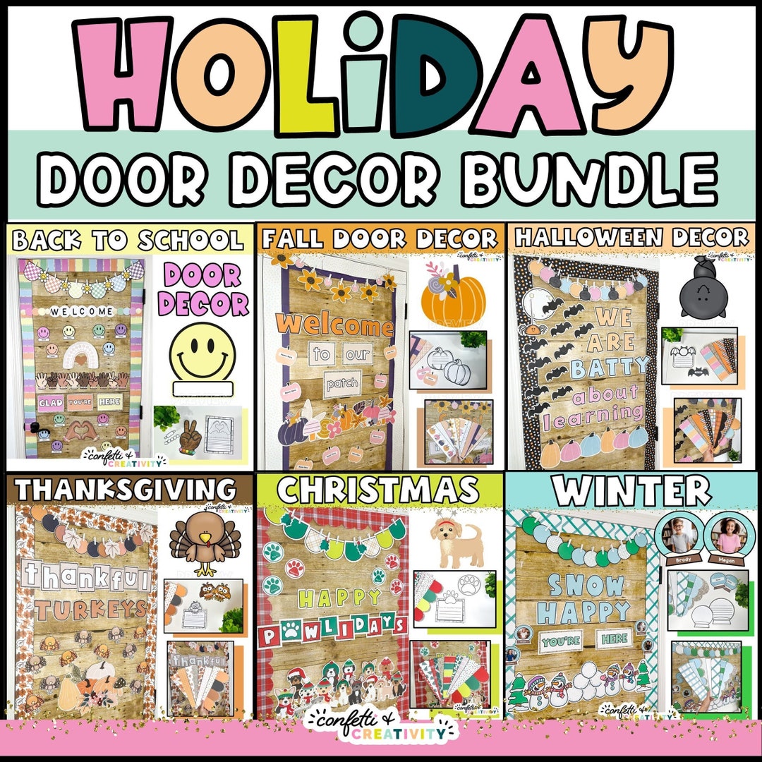 Holiday Classroom Door Decor Bundle: Elementary Teacher Decorations ...