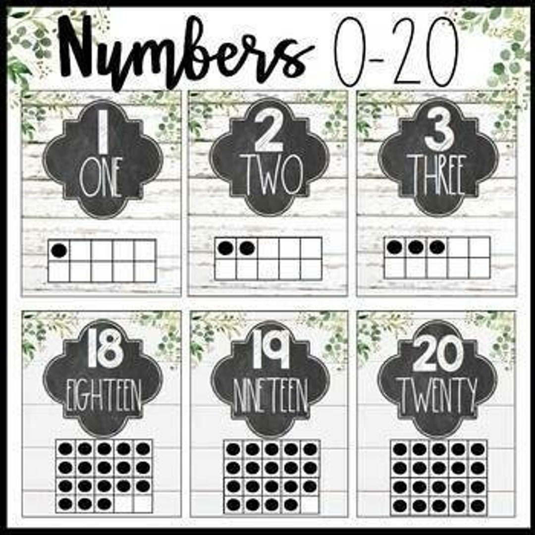 Classroom Number Posters With Ten Frames 0-20 | Modern Farmhouse ...