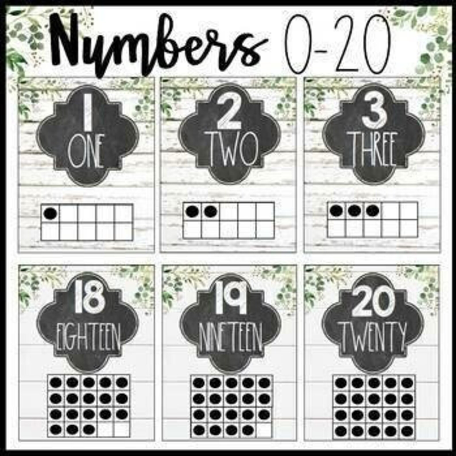 Modern Farmhouse Number Posters 0-20: Ten Frames (digital Download) - Etsy
