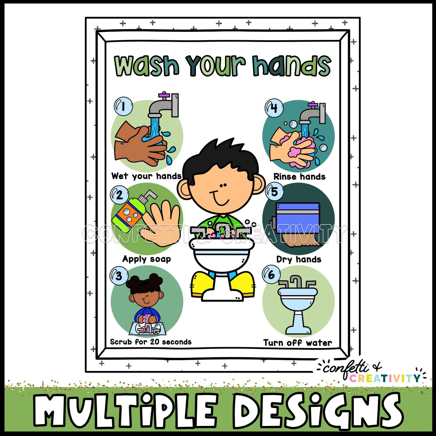 Hand Washing Posters Printable | Classroom Hygiene Charts | Bathroom ...