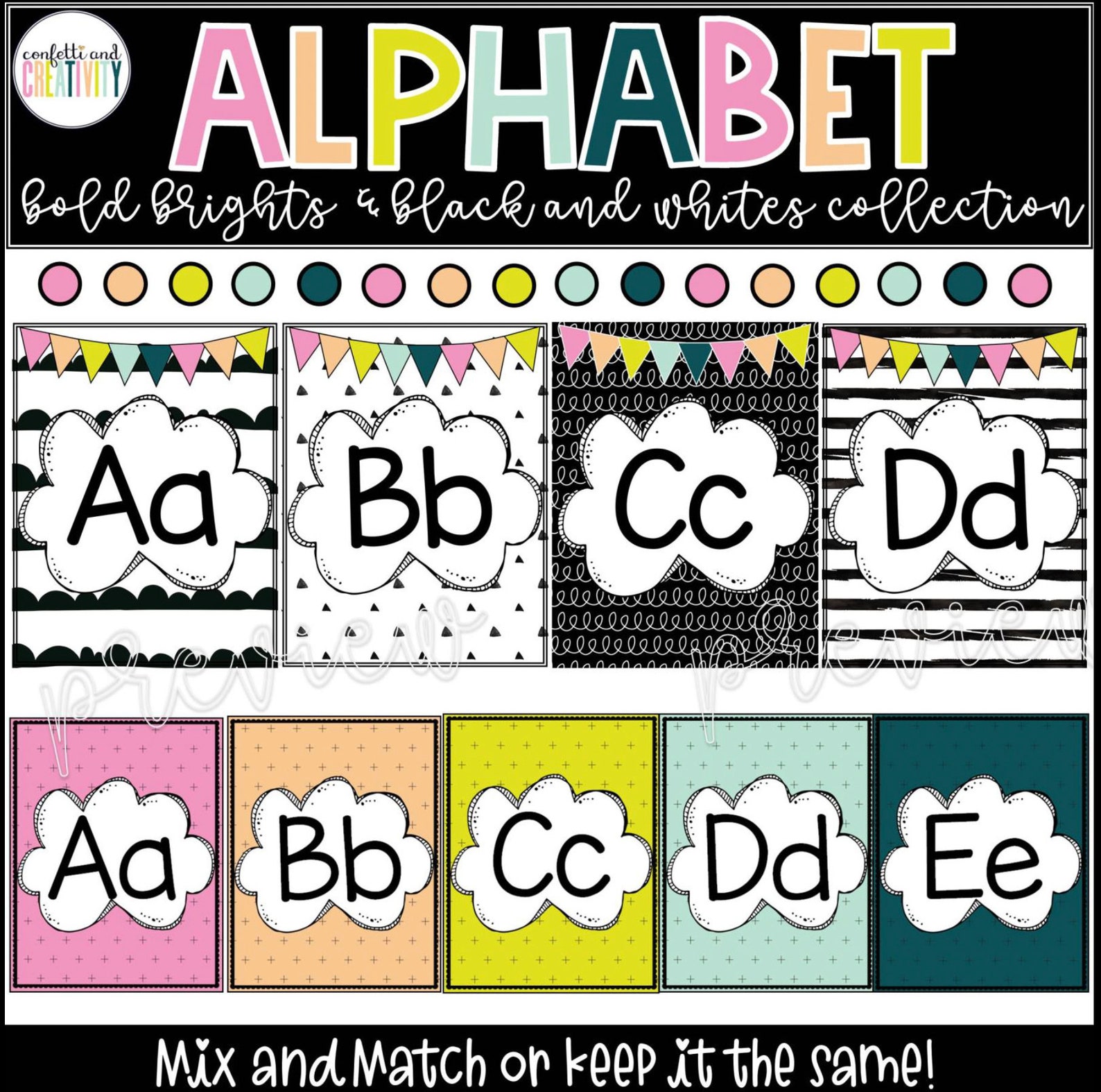 Bright Classroom Decor Bundle: Black & White Theme (digital Download ...