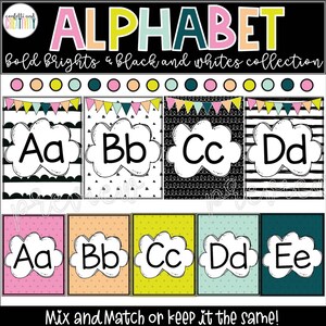 Bright Classroom Decor Bundle: Black & White Theme (digital Download ...