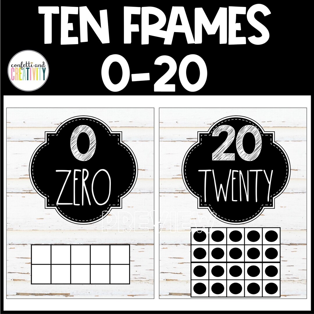 Classroom Number Posters With Ten Frames 0-20 | Farmhouse Classroom ...