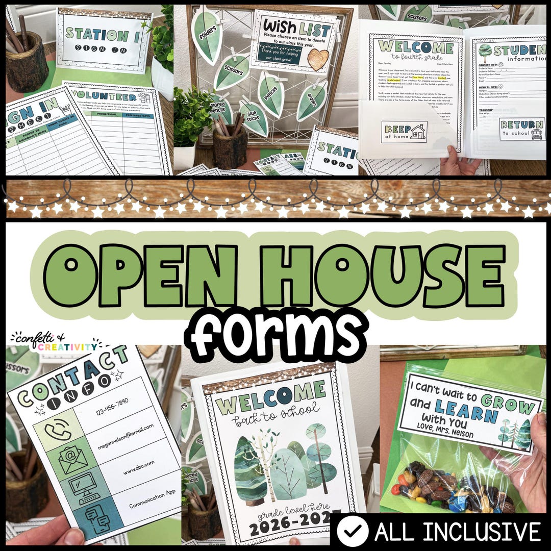 Nature Theme Open House Kit: Editable Teacher Templates (digital ...