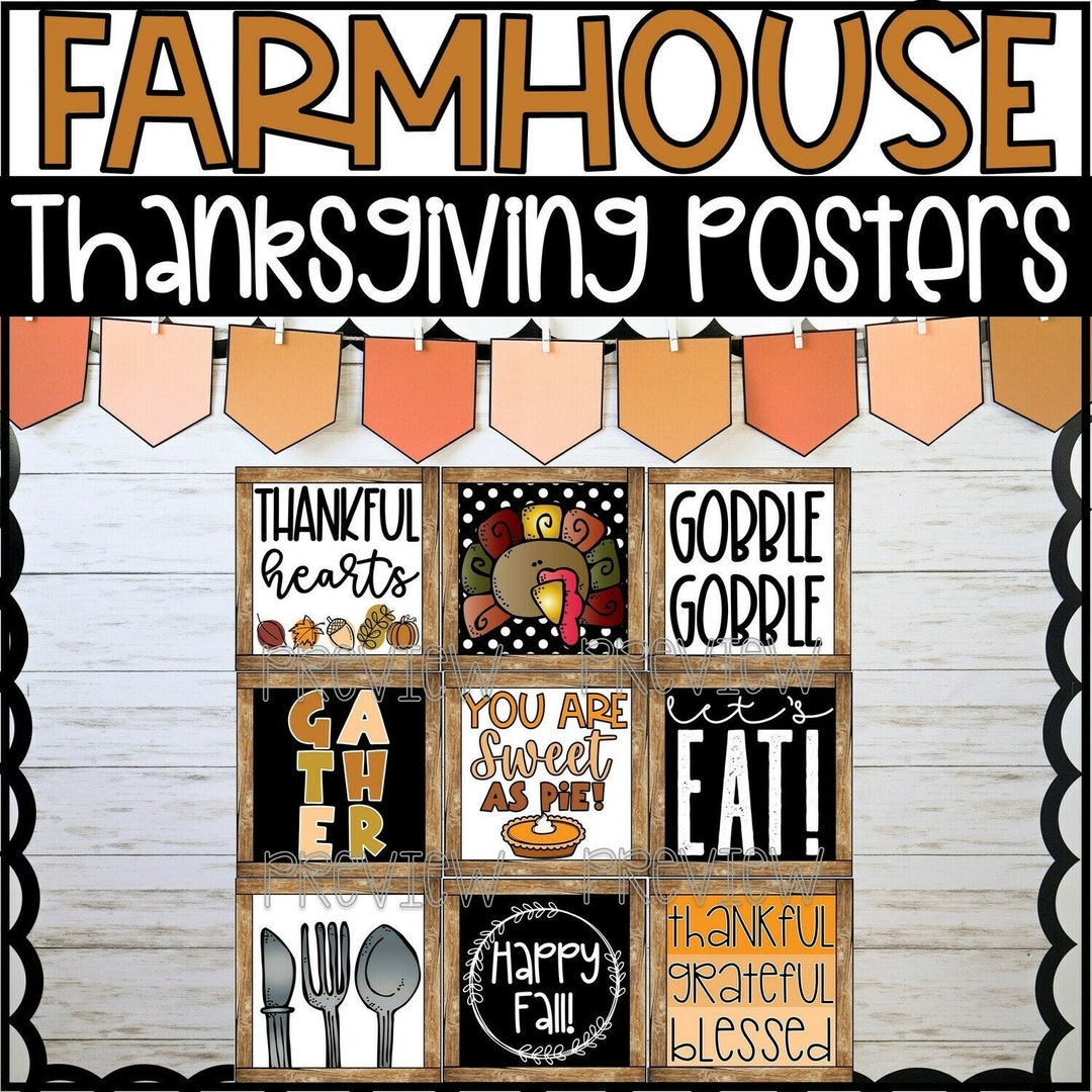 Thanksgiving Farmhouse Posters: Fall Classroom Decor (digital Download ...
